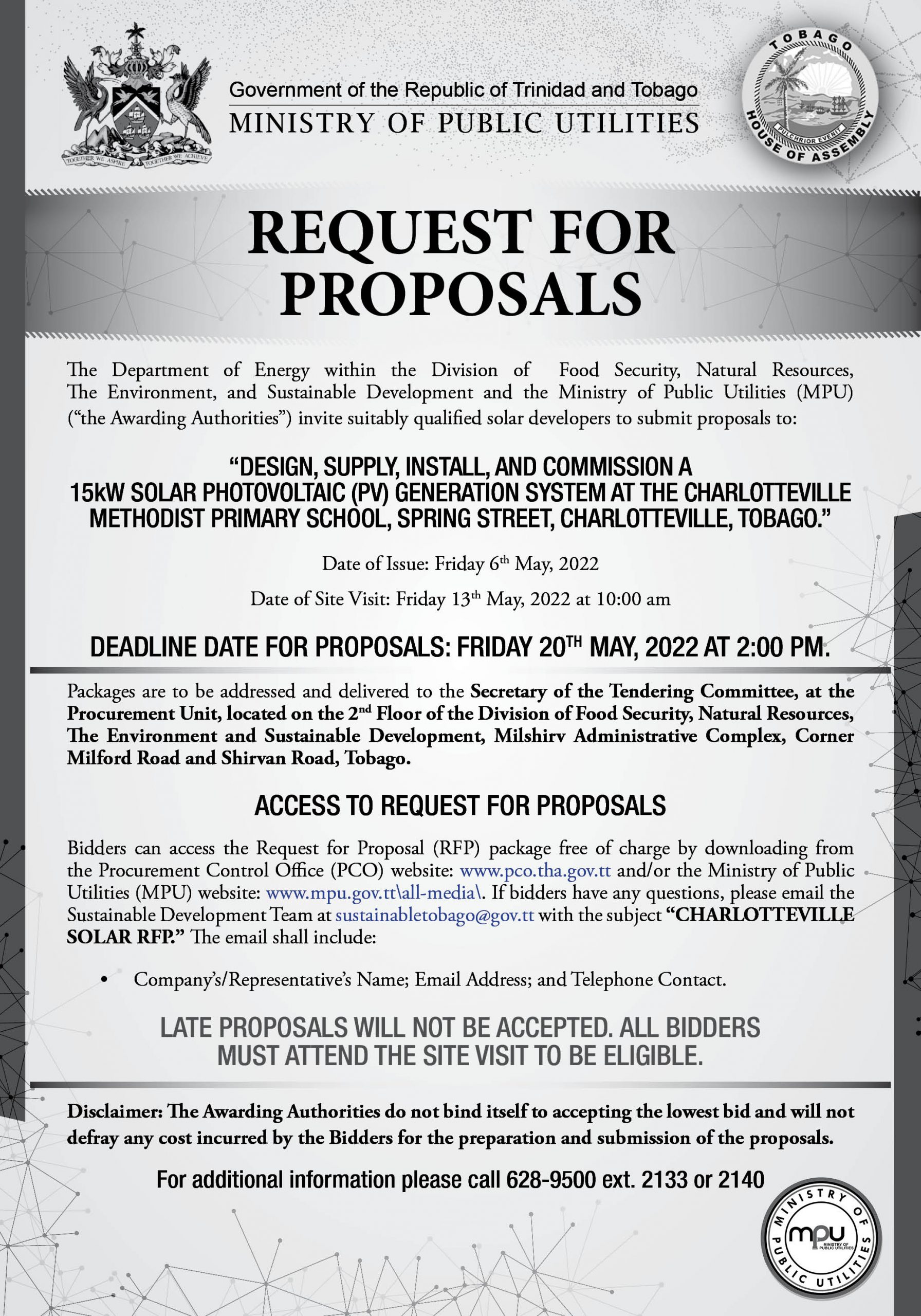 Request for Proposal for 15kW SOLAR PHOTOVOLTAIC | The Ministry of ...