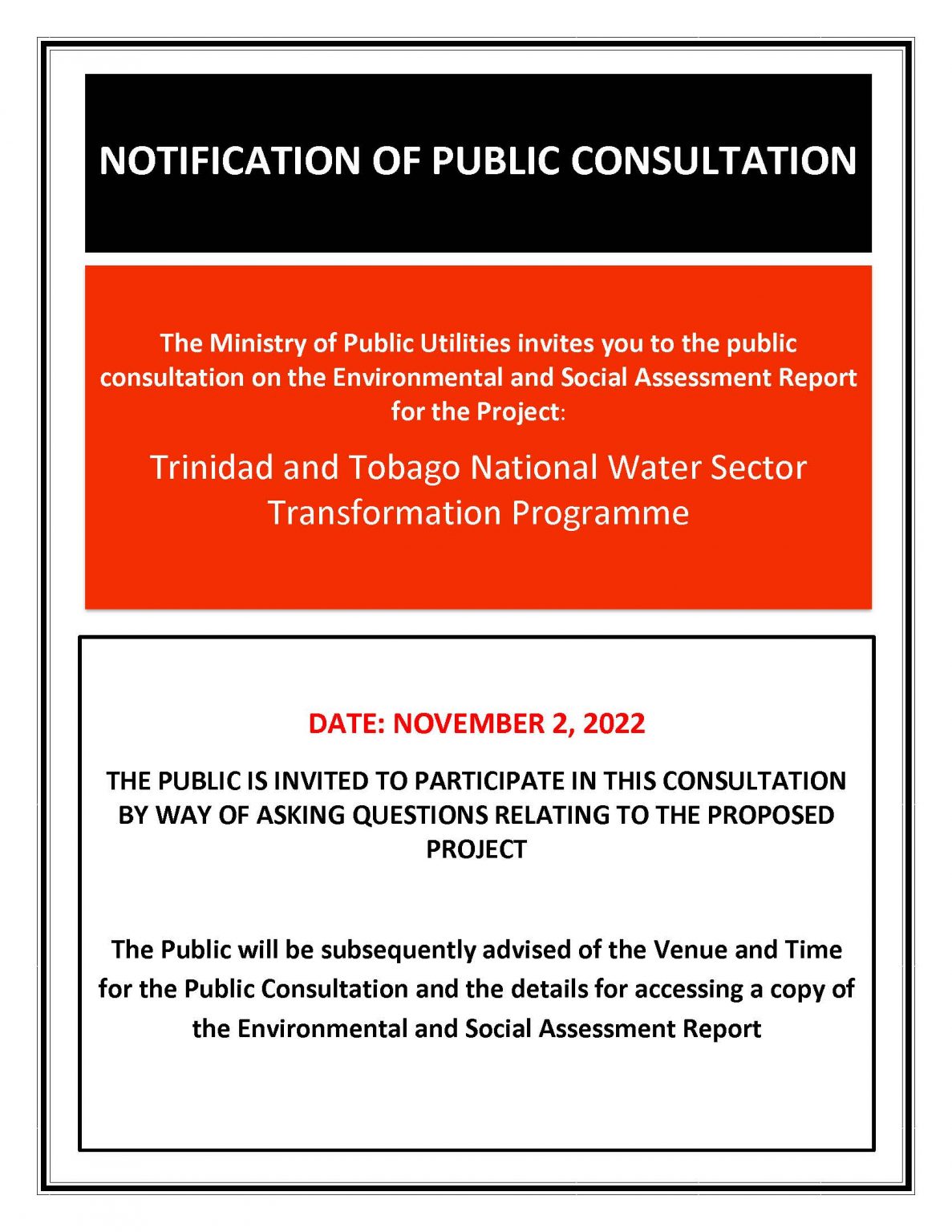 Public Consultation on the Environmental and Social Assessment Report ...